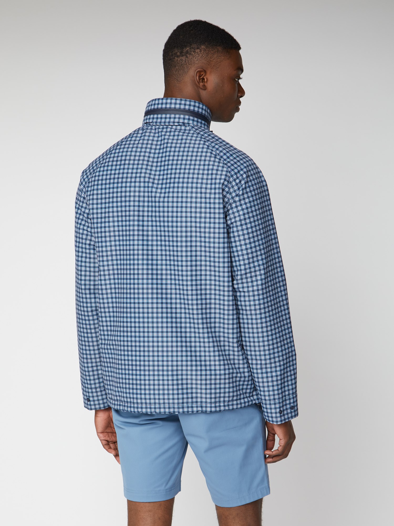 Men's Blue Checked Rain Proof Jacket | Ben Sherman | Est 1963