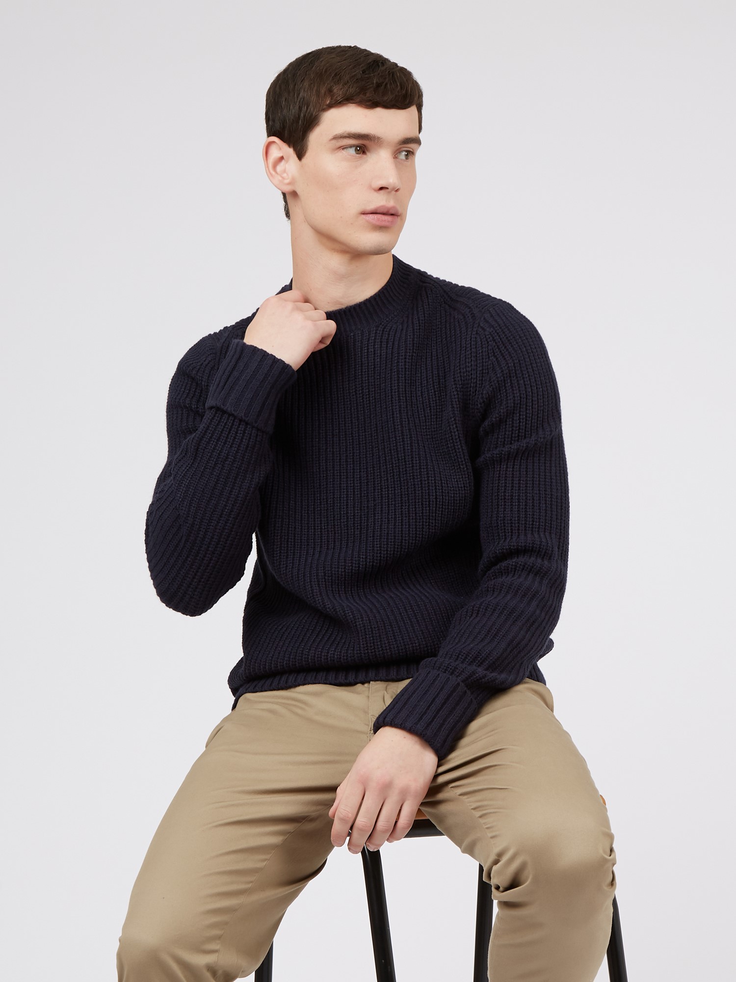 Fisherman's Rib Jumper - Dark Navy - Ben Sherman UK
