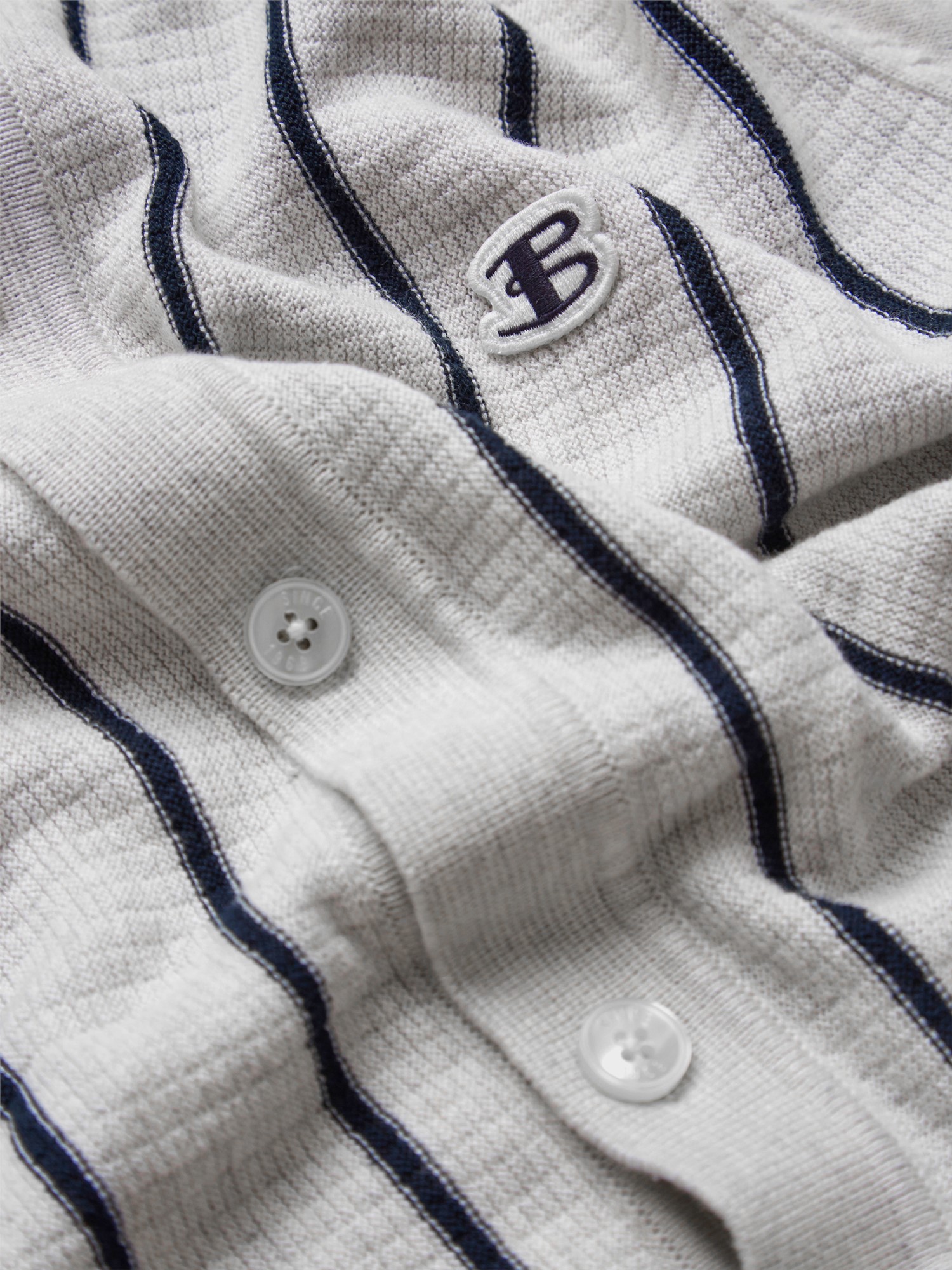 Stripe Button Through Polo Shirt - Ivory