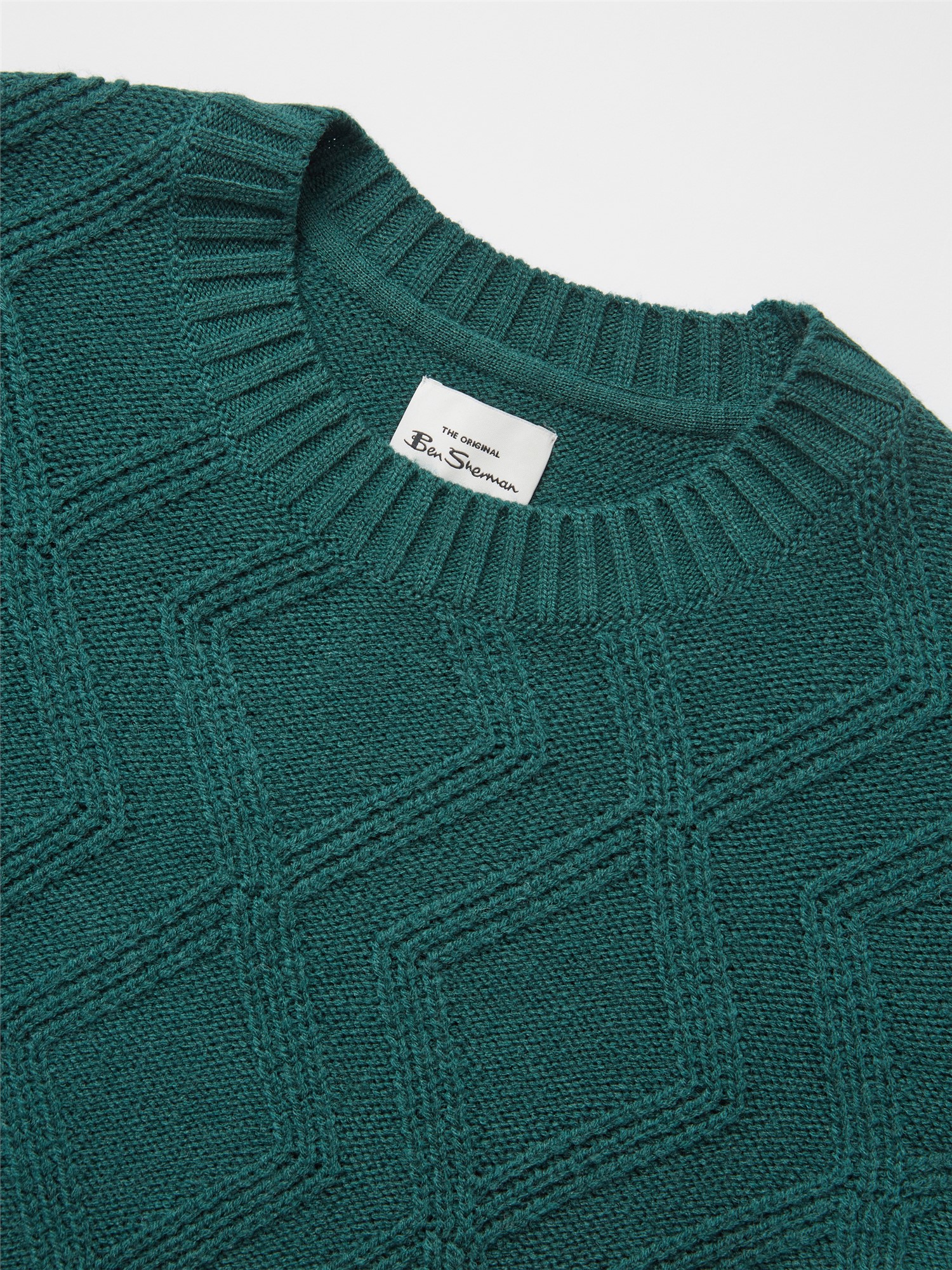 Cable Crew Neck Jumper - Ocean Green