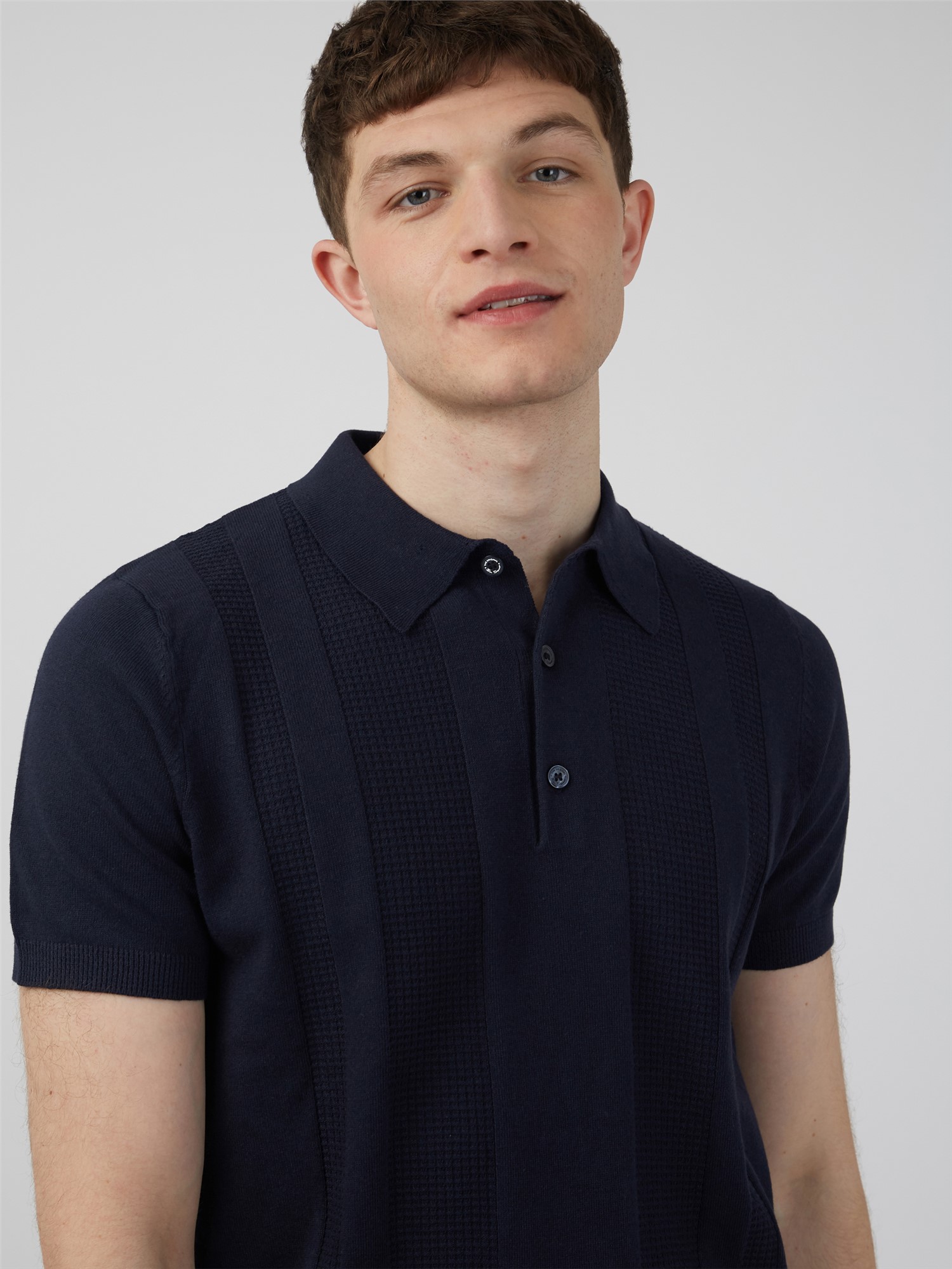 Short Sleeve Knitted Textured Polo Shirt - Ben Sherman UK