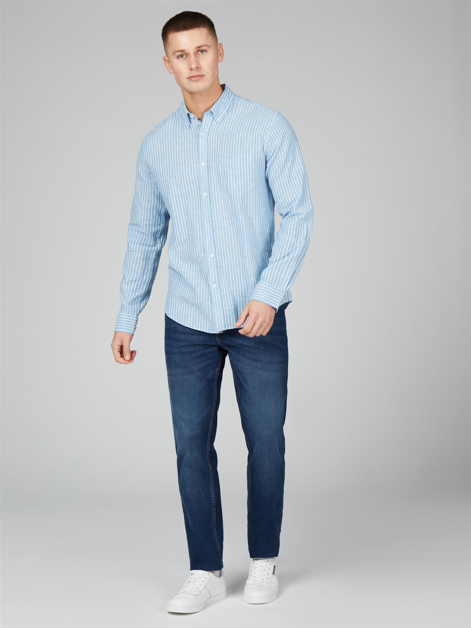 LS STRIPED LINEN SHIRT - Ben Sherman UK