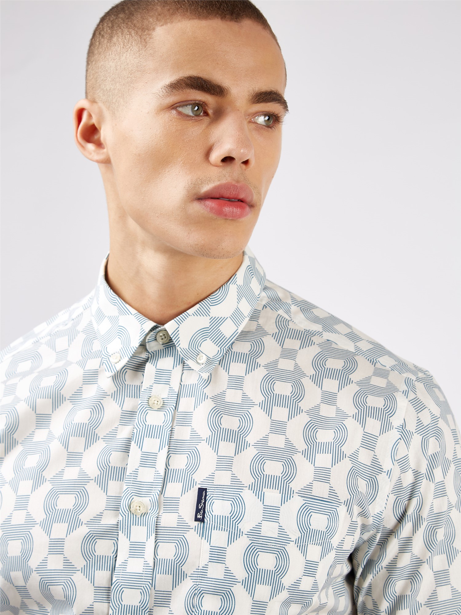 Geo Print Shirt - Ivory - Ben Sherman UK